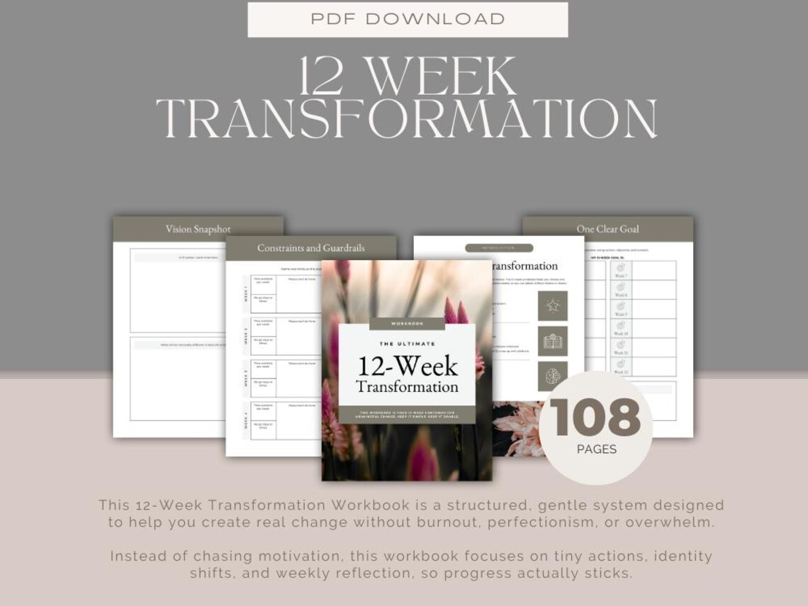 12-week Transformation Workbook | Habit Building, Identity Shifts ...