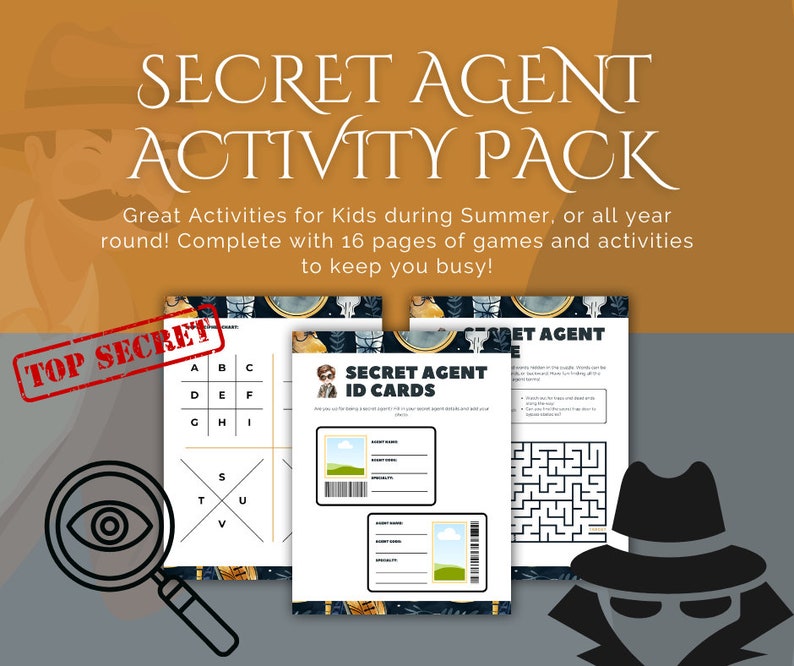 Secret Agent Activity Pack Printables Digital Download Summer ...