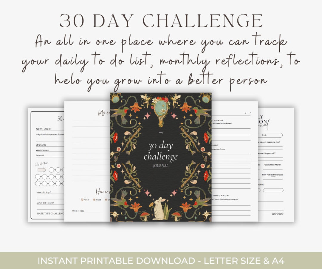 30-day Challenge Journal Daily Mental Health Tracker & Gratitude ...