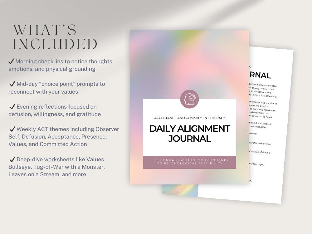 ACT Daily Alignment Journal | Acceptance & Commitment Therapy Printable ...