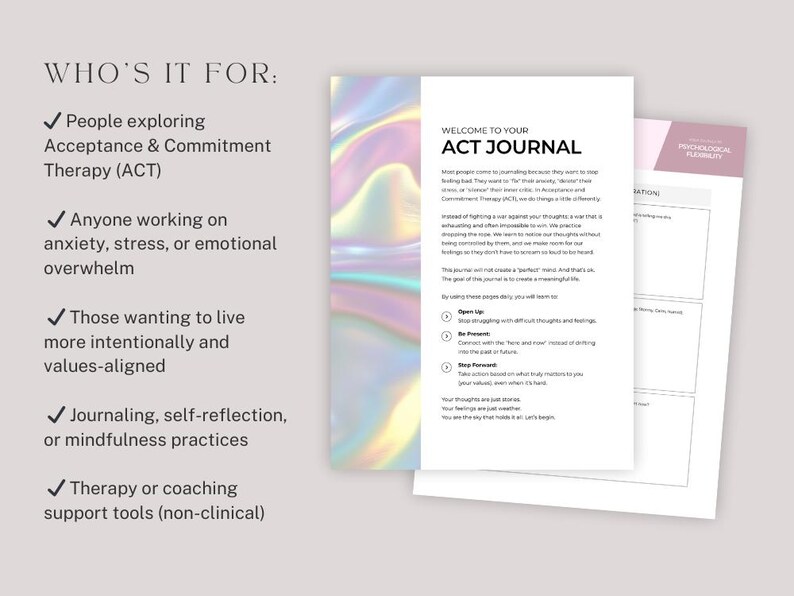 ACT Daily Alignment Journal | Acceptance & Commitment Therapy Printable ...
