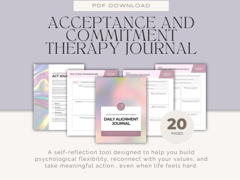ACT Daily Alignment Journal | Acceptance & Commitment Therapy Printable ...