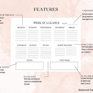 Weekly Digital Planner | Week at A Glance Template | Extended To-do ...