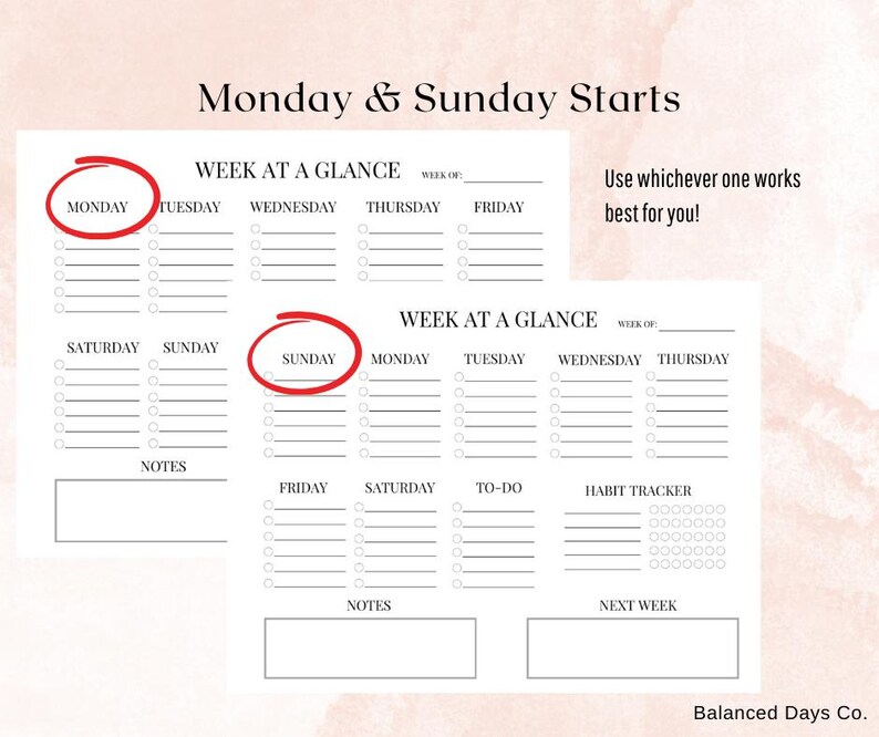 Weekly Digital Planner | Week at A Glance Template | Extended To-do ...