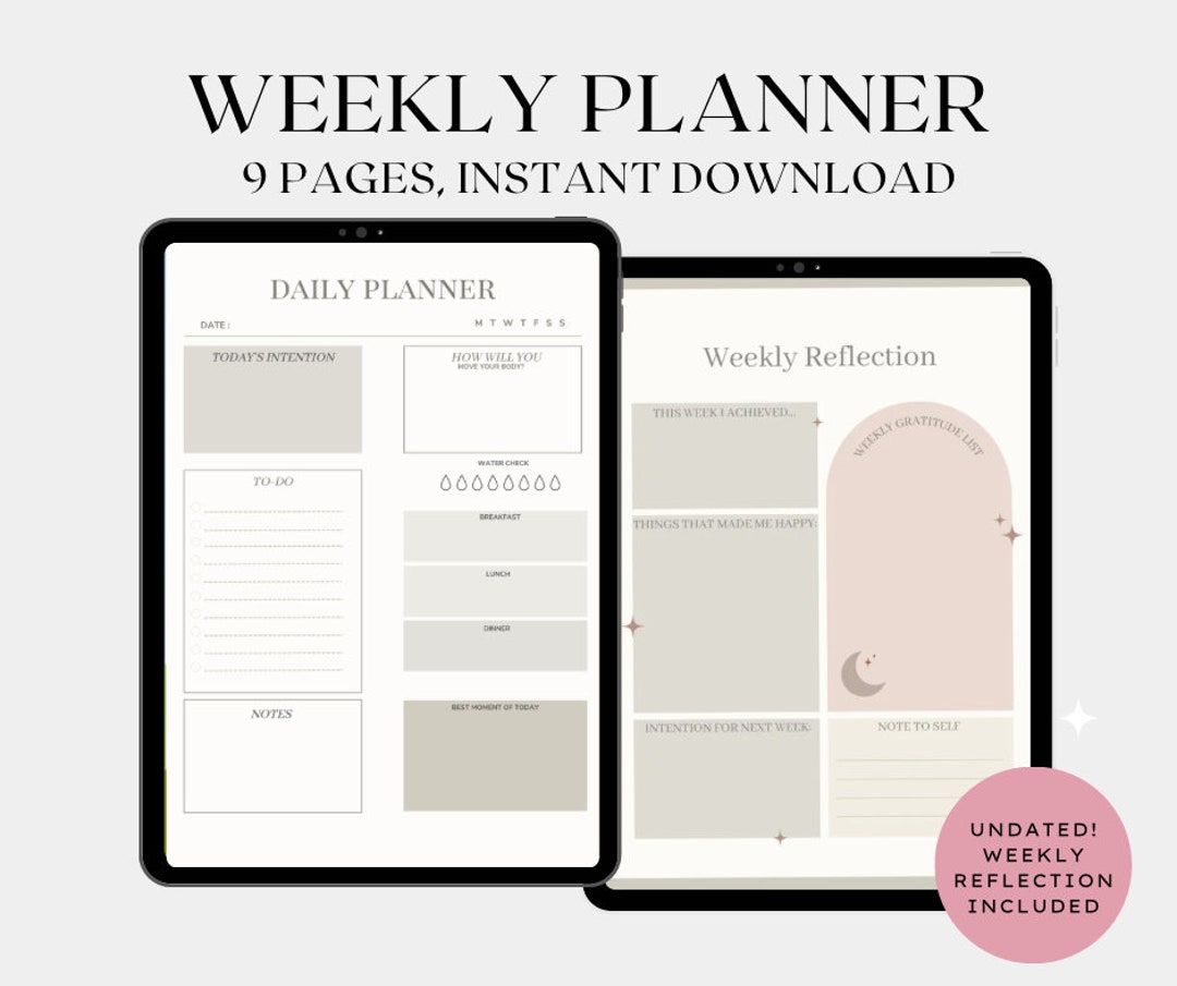Weekly Planner Downloadable Printable Planner, Digital Planner ...