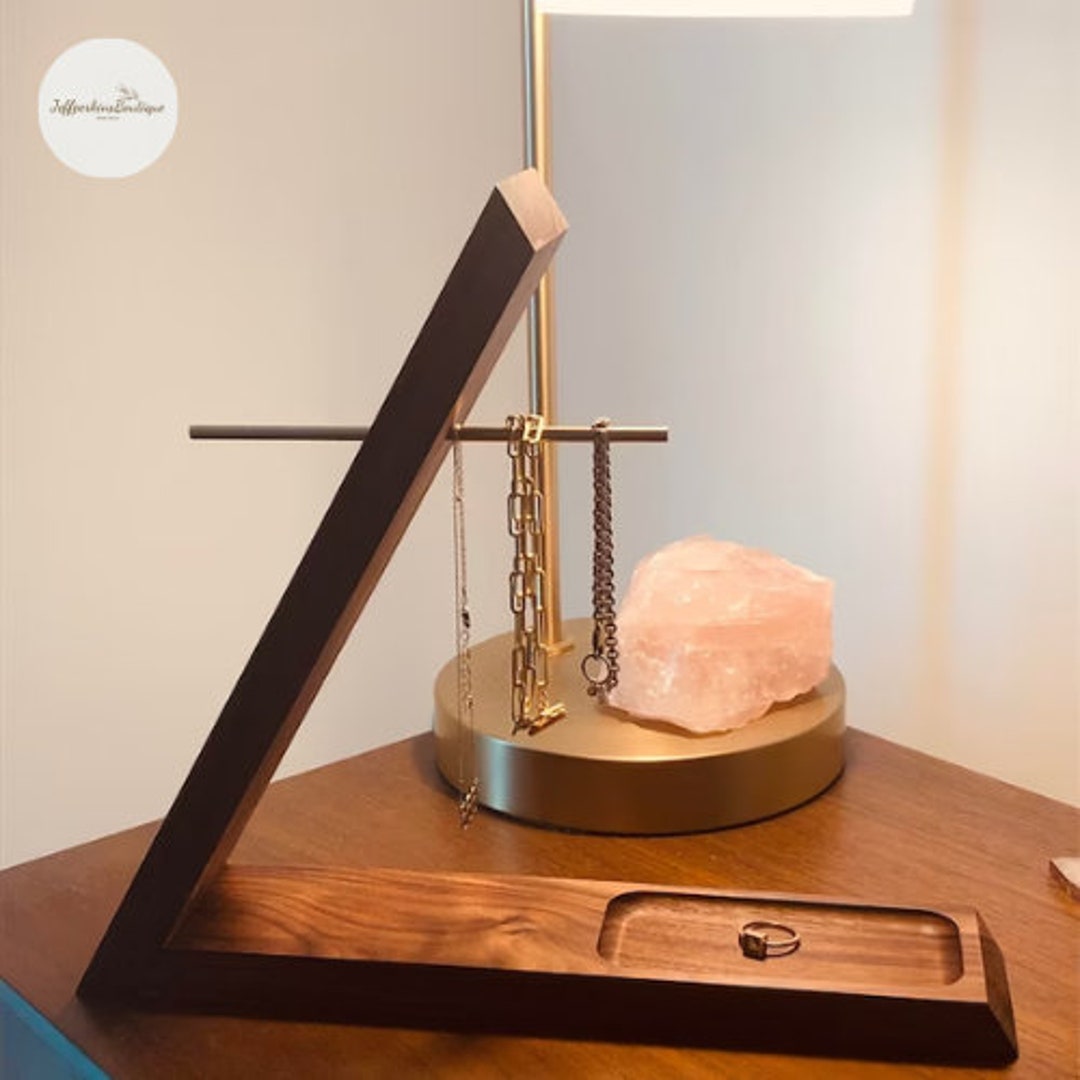 Wall-mounted Floating Jewelry Holder Made of Solid Hardwood, Walnut ...