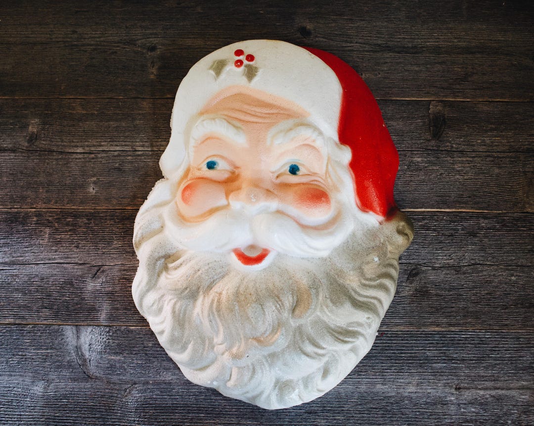 Vintage Large Styrofoam Santa Claus Head Decoration, Retro 3D Foam ...