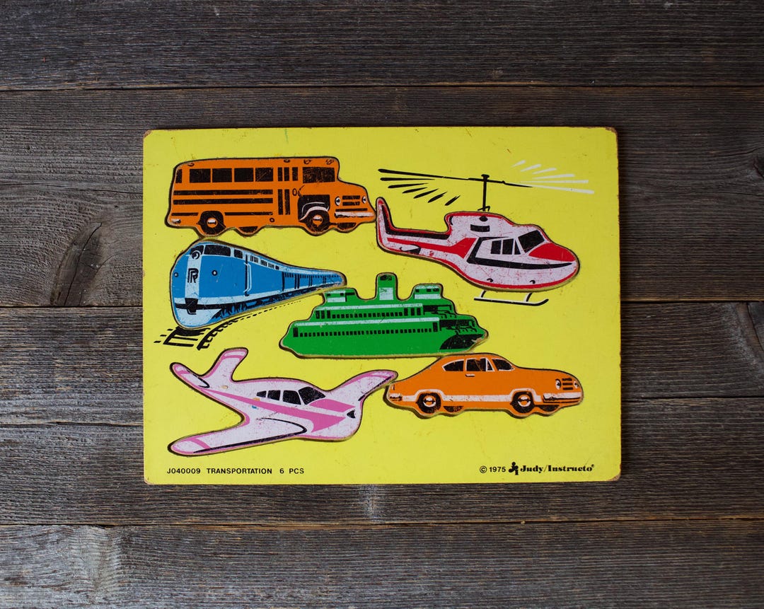 Vintage 1975 Judy Instructo 6 Piece Wooden Transportation Vehicle ...