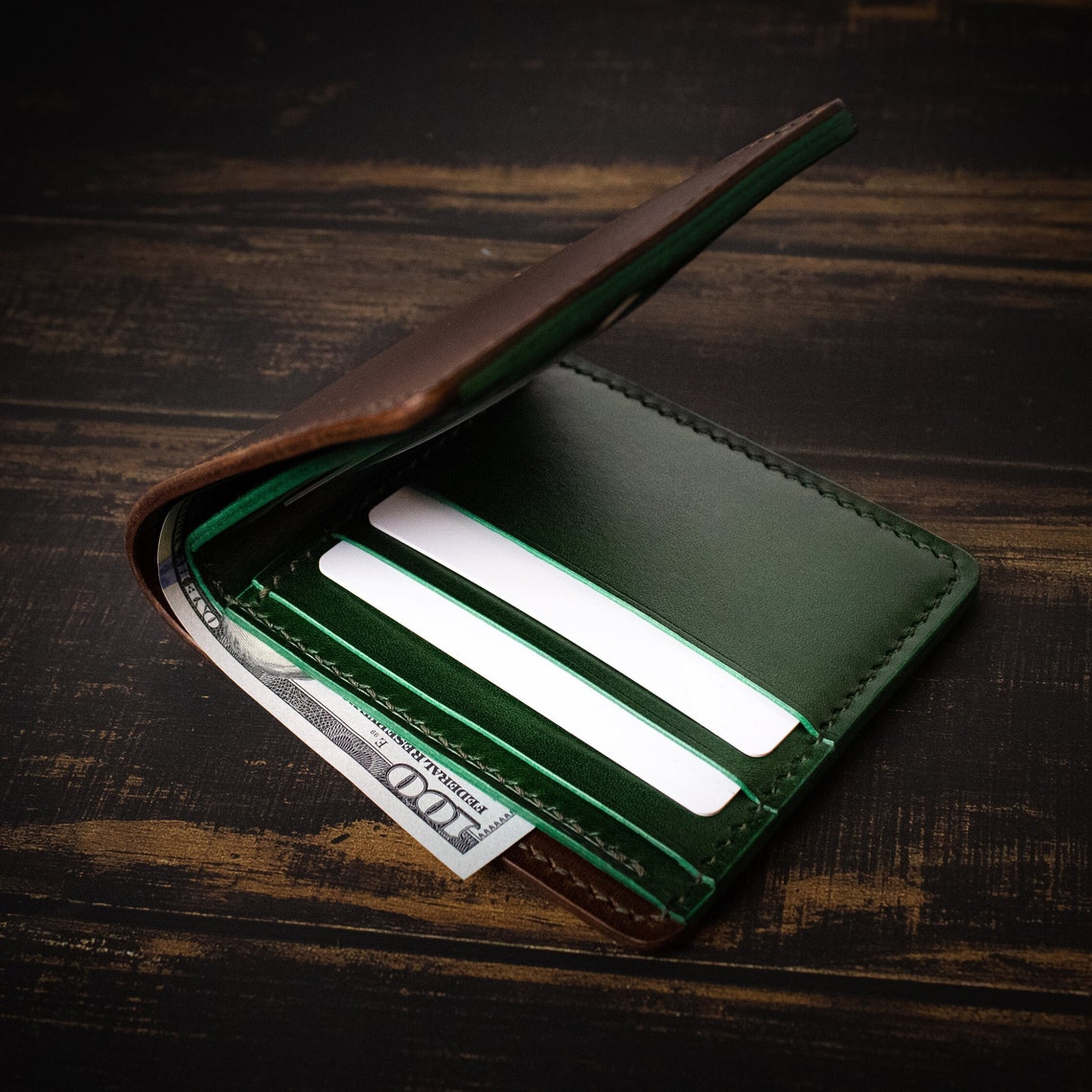 Bifold Leather Wallet, Personalized Full Grain Wallet, Husband Gift - Etsy