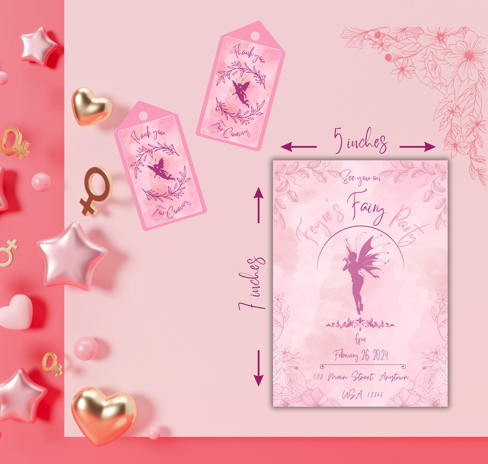 Editable Pink Fairy Invitation Card Fairy Core Invitation Letter ...
