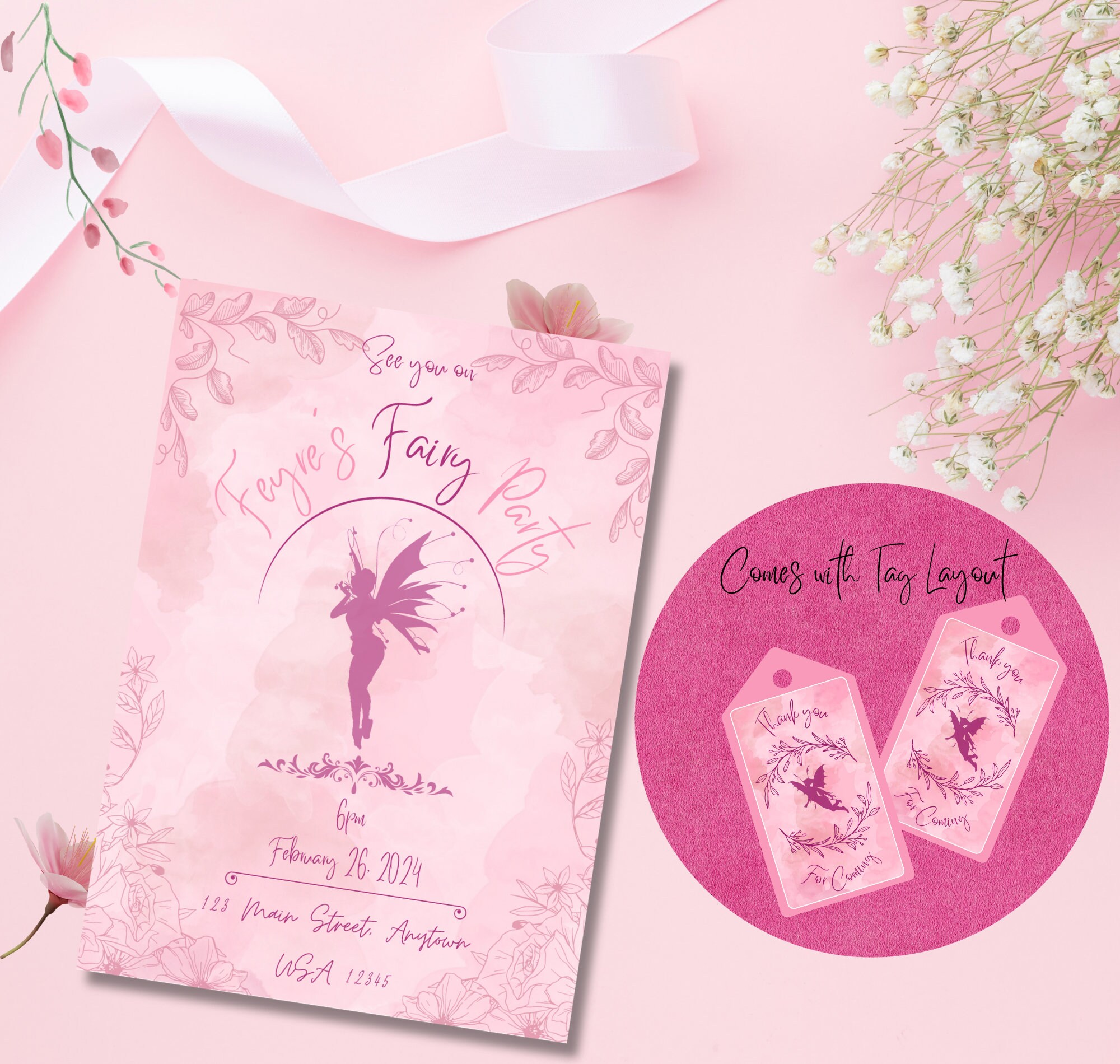 Editable Pink Fairy Invitation Card Fairy Core Invitation Letter ...