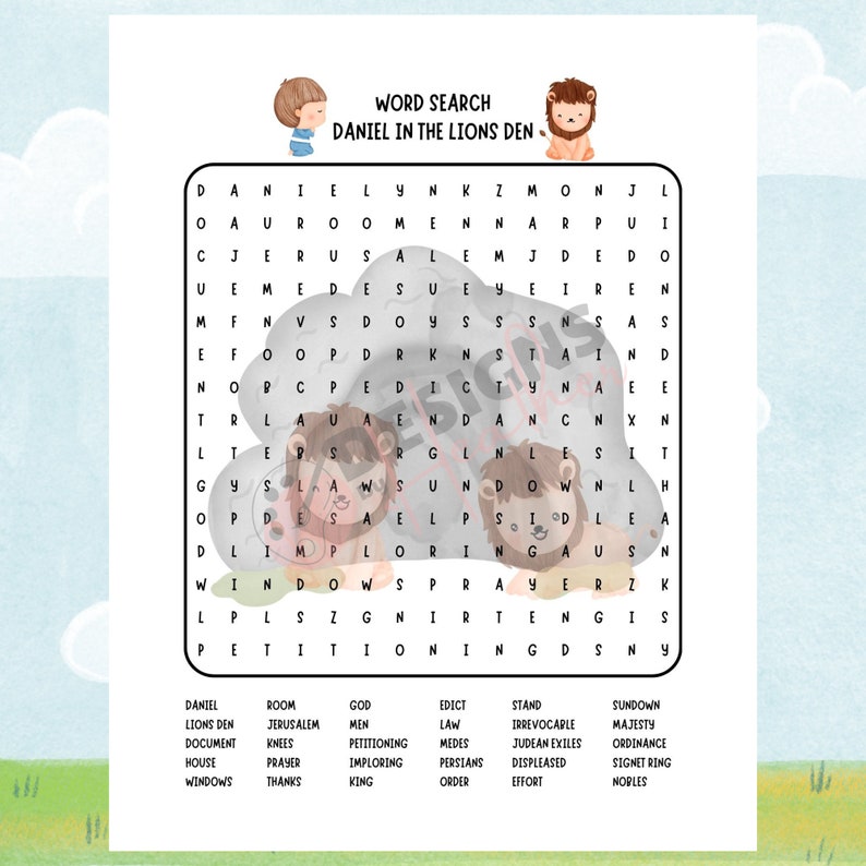 Daniel in the Lions' Den Children’s Printables, 8 Worksheets, Bible ...