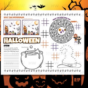 Halloween Activity Placemats, Kids Coloring Pages (instant Download) - Etsy