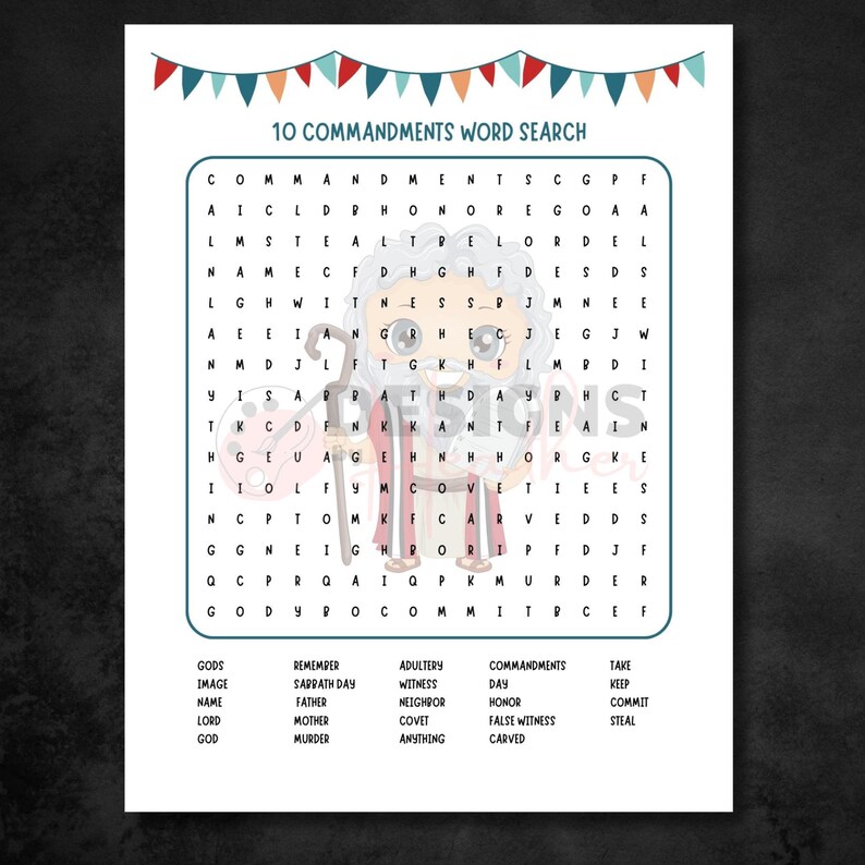 10 Commandments Children’s Printables, 6 Worksheets, Children’s Word ...