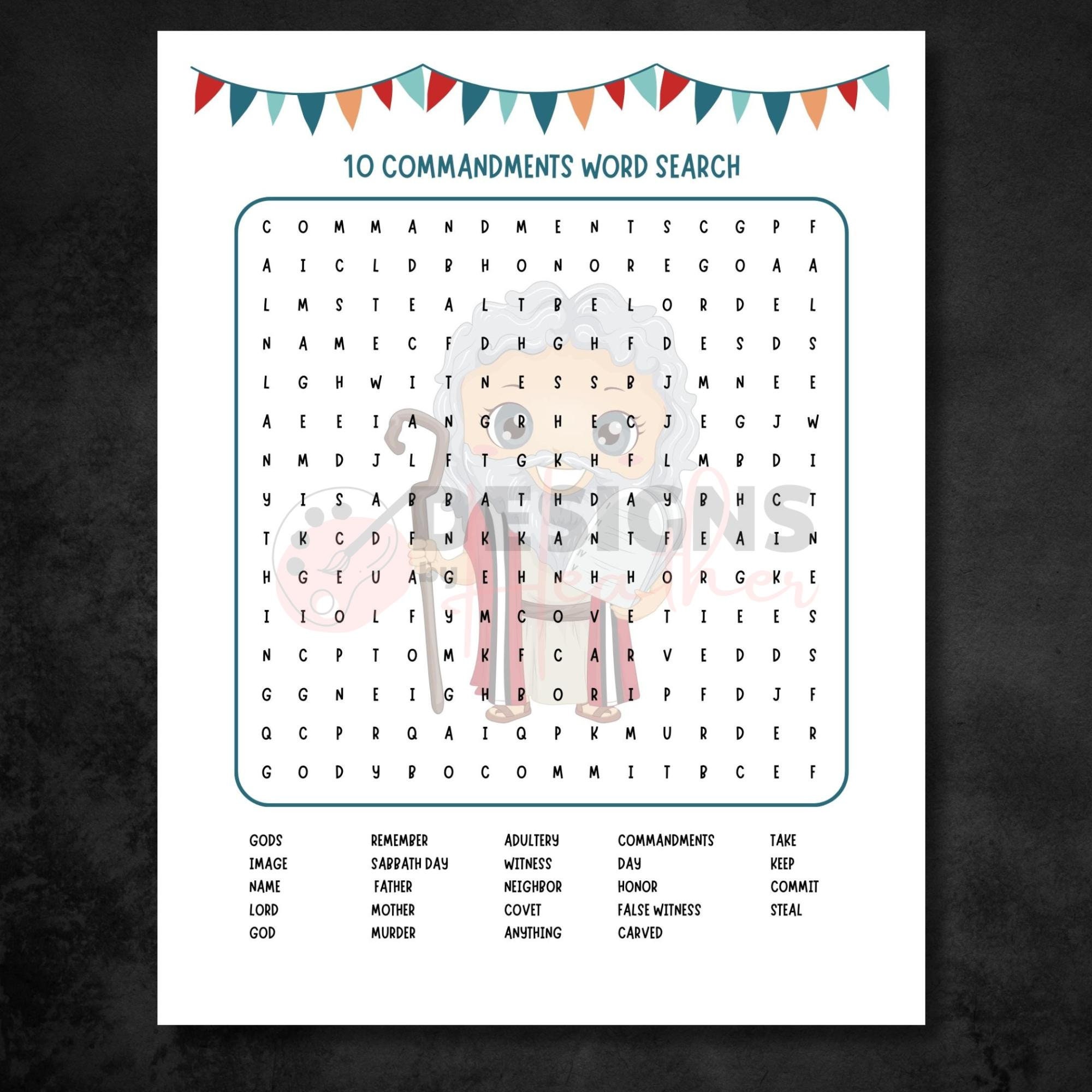 10 Commandments Children’s Printables, 6 Worksheets, Children’s Word ...
