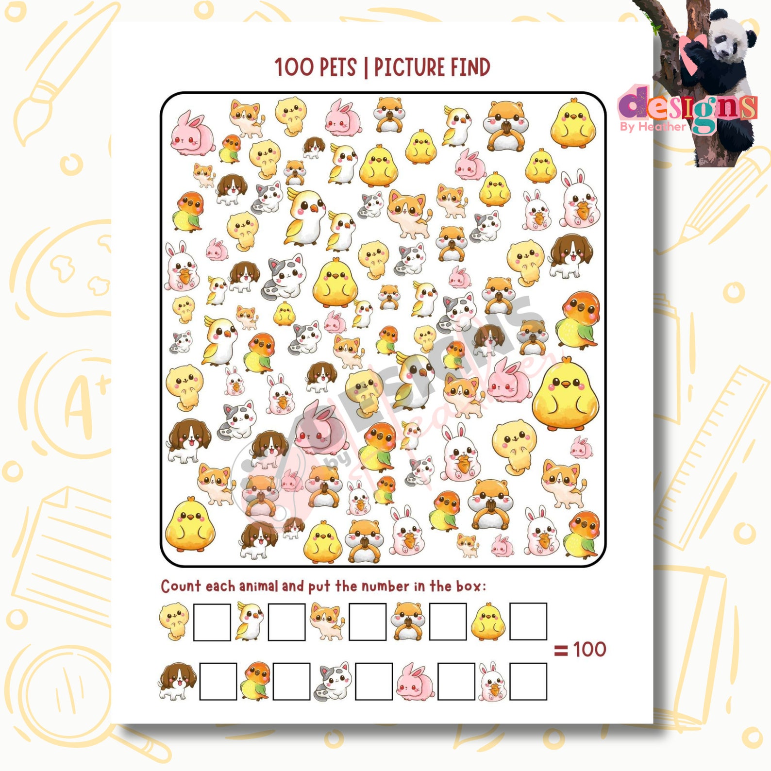 100 Days of School Activity Pages, Teacher Printables, Kids Instant ...