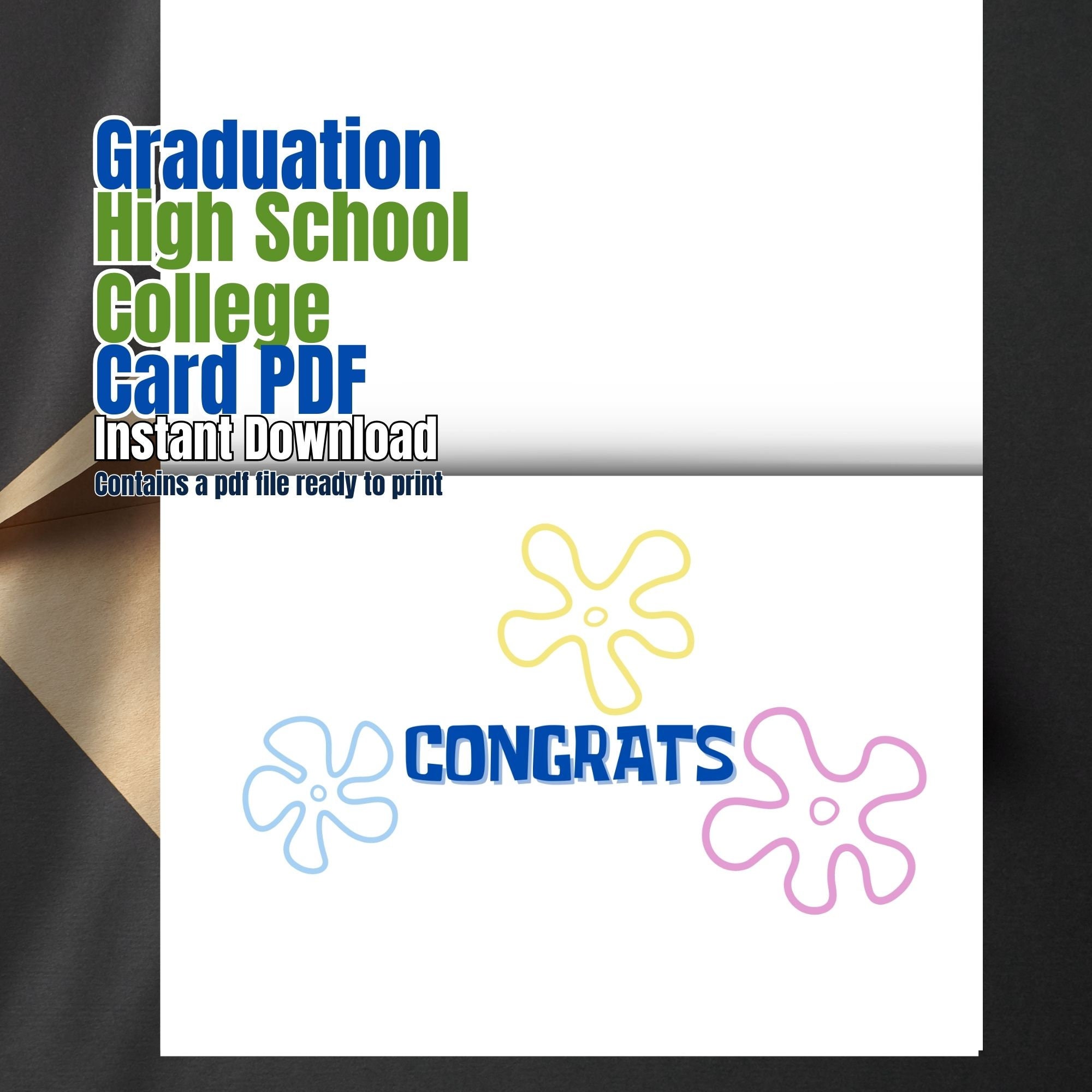 Spongebob Graduation Card, High School or College (PDF Card) - Etsy