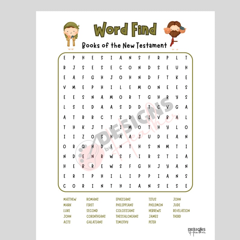 Books of the Bible Activity Sheets, Children's Printable (digital ...