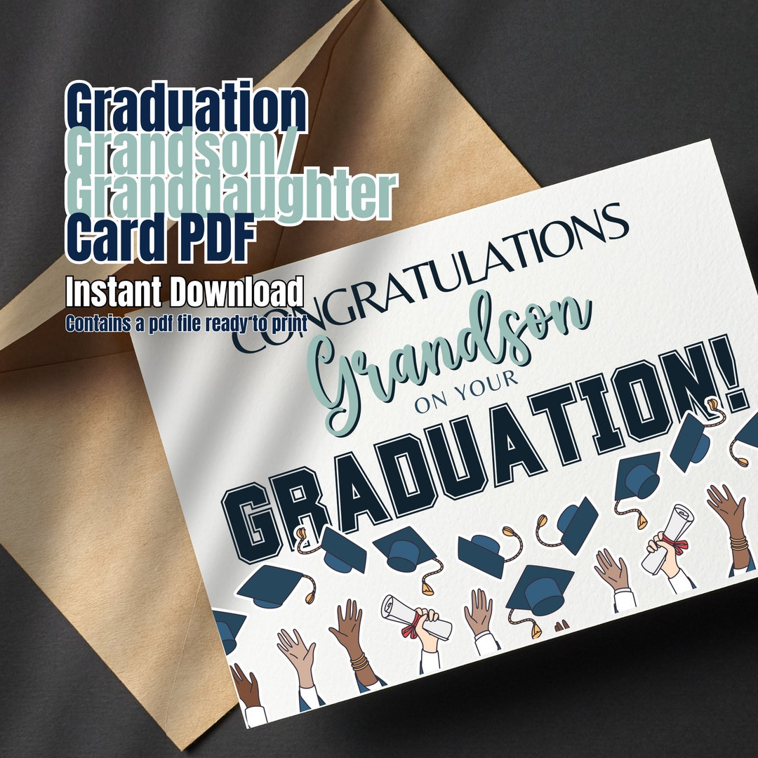 Grandson Graduation Card, Granddaughter Graduation Card, Instant ...