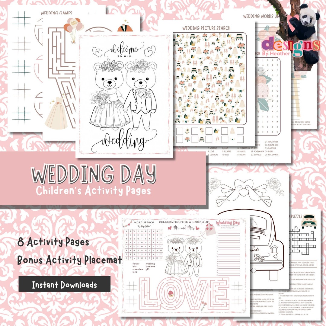 Wedding Printable, Wedding Day Kids Activity Pages, Wedding Reception ...