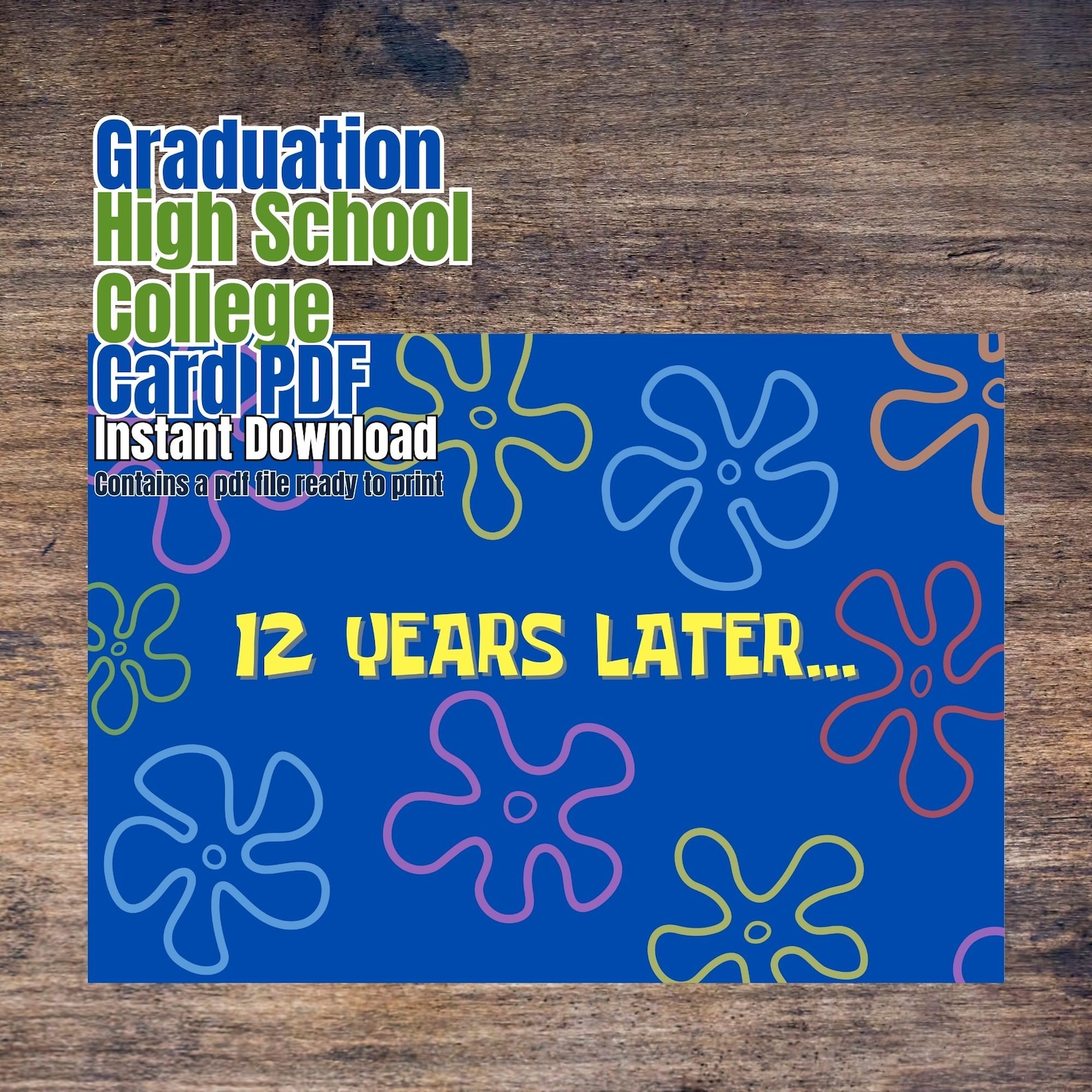 Spongebob Graduation Card, High School or College (PDF Card) - Etsy