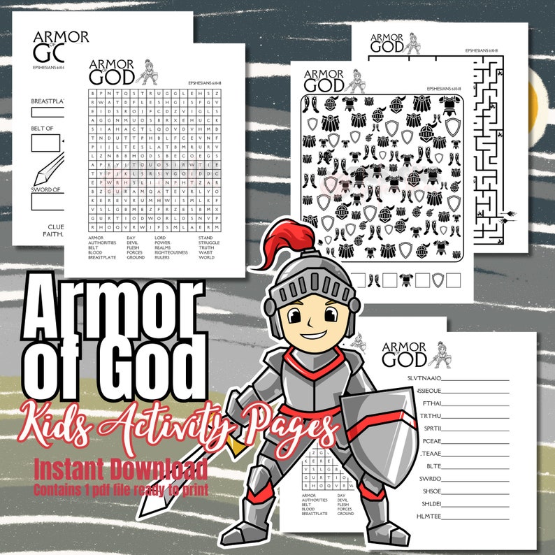 Armor of God Children’s Printables, Ephesians 6:10-18, Religious ...