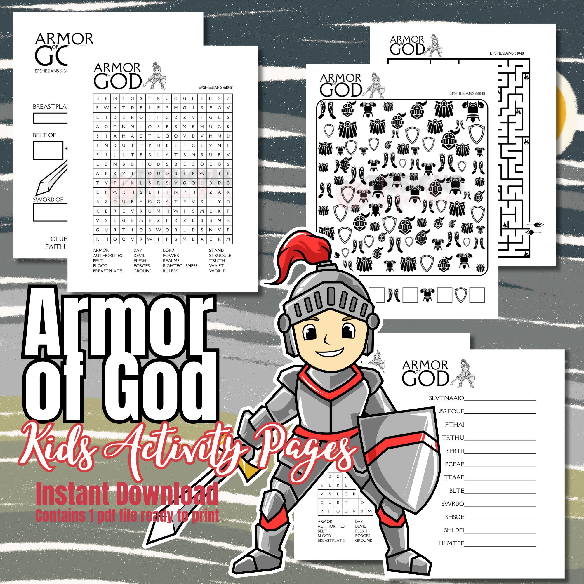 Armor of God Children’s Printables, Ephesians 6:10-18, Religious ...