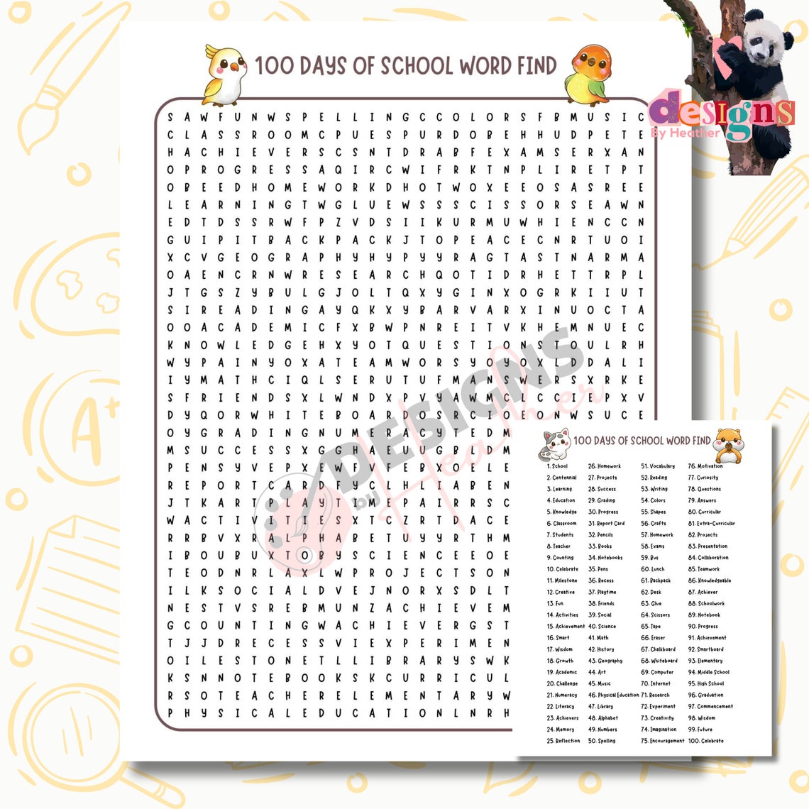 100 Days of School Activity Pages, Teacher Printables, Kids Instant ...