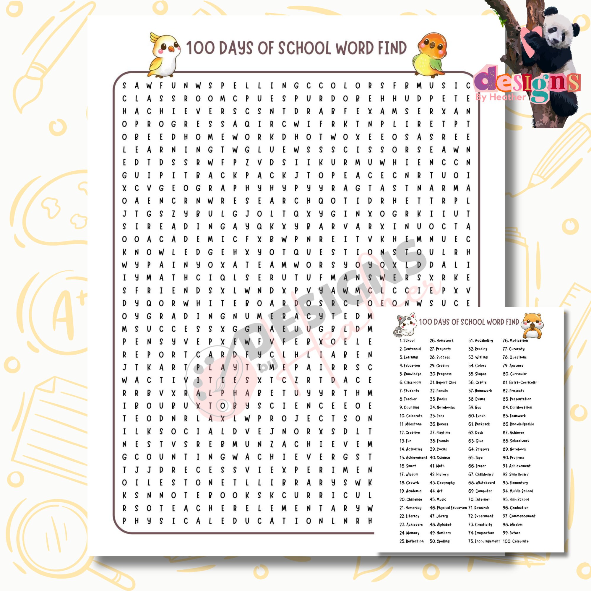 100 Days of School Activity Pages, Teacher Printables, Kids Instant ...