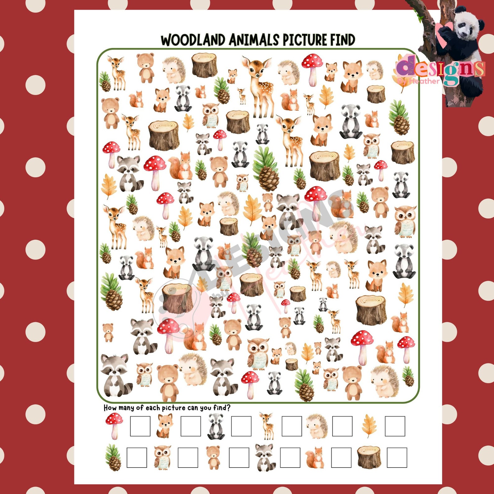 Woodland Animals Activity Pages, Kids Printable Games (digital Download ...