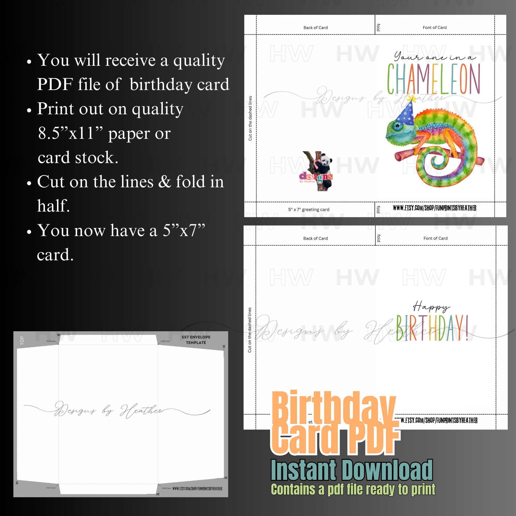 Instant Download Birthday Card, PDF Birthday Card, Print at Home ...