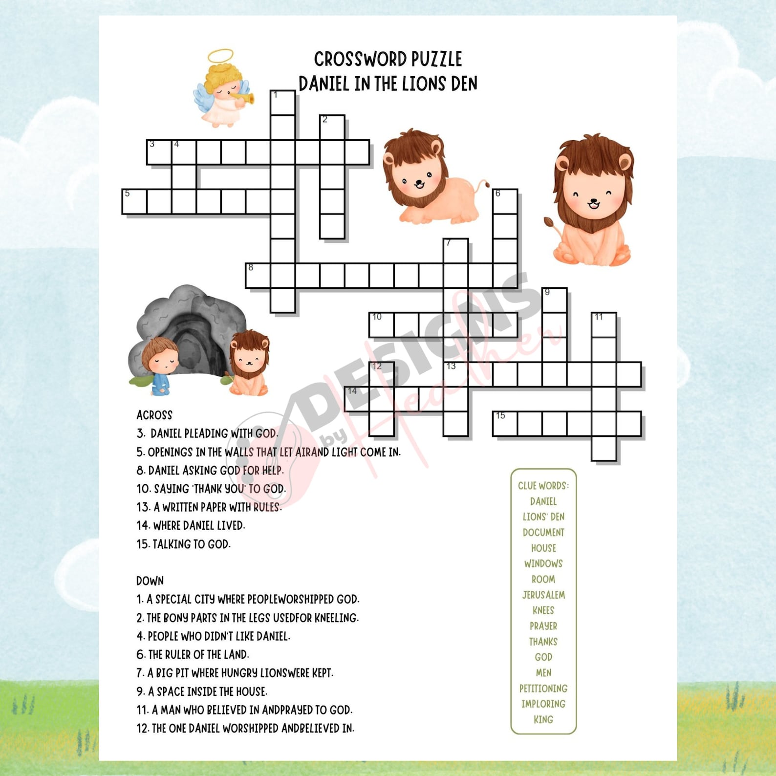 Daniel in the Lions' Den Children’s Printables, 8 Worksheets, Bible ...