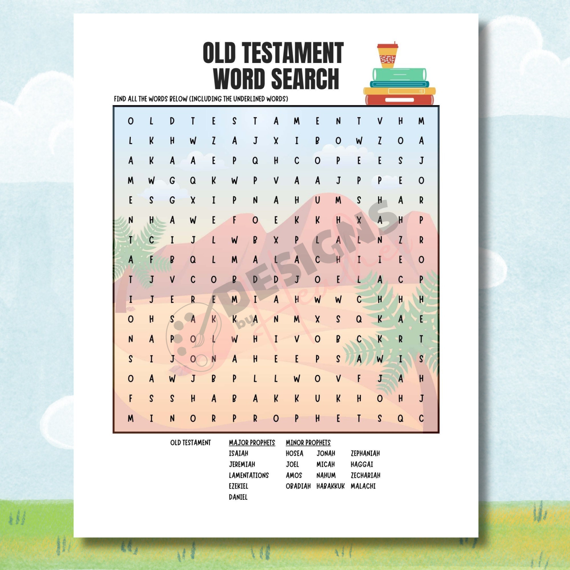 Books of the Bible Kids Activity Pages, Word Search, Crossword (digital ...