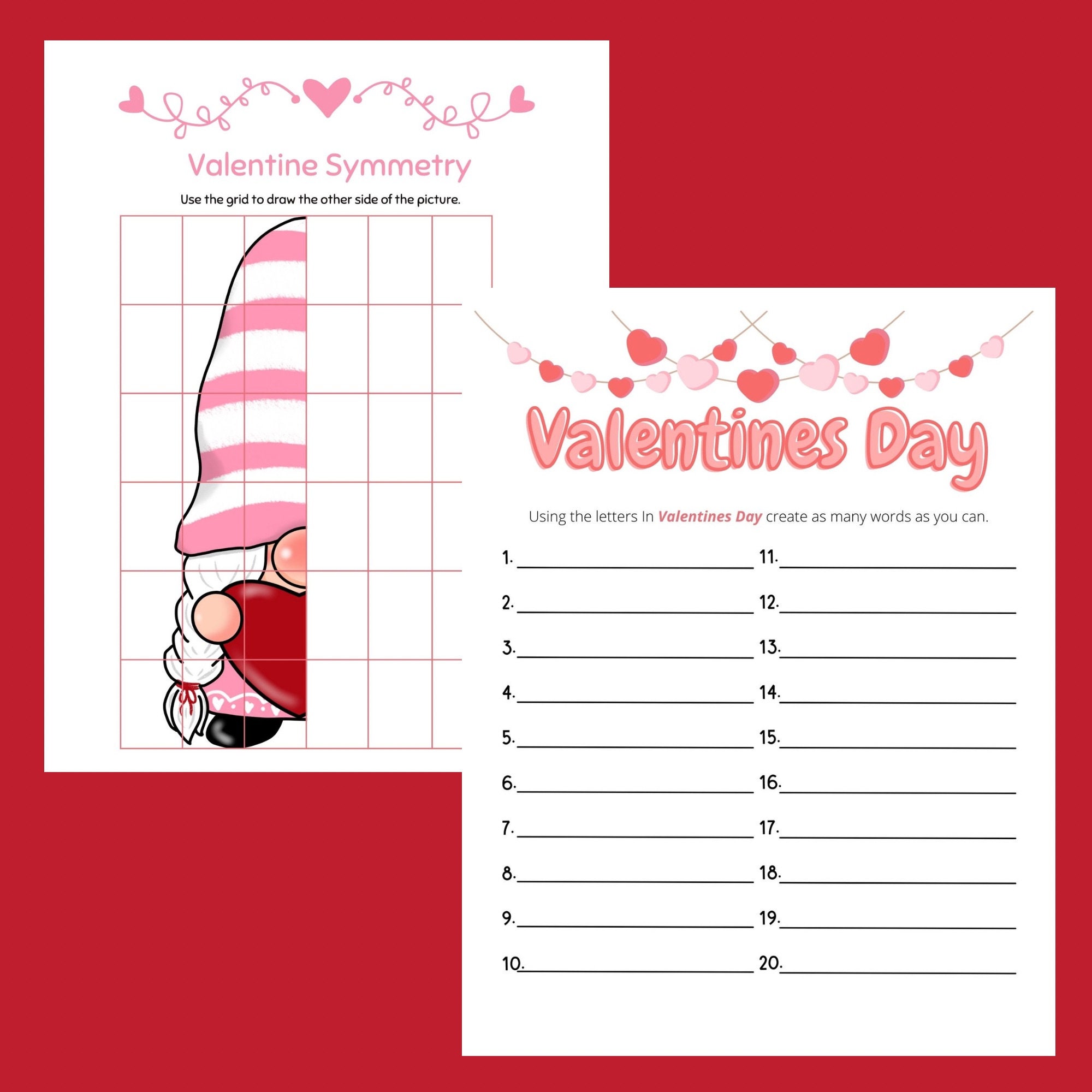 Valentine Activity Pages, Valentines Day Activity Pages, V-day ...