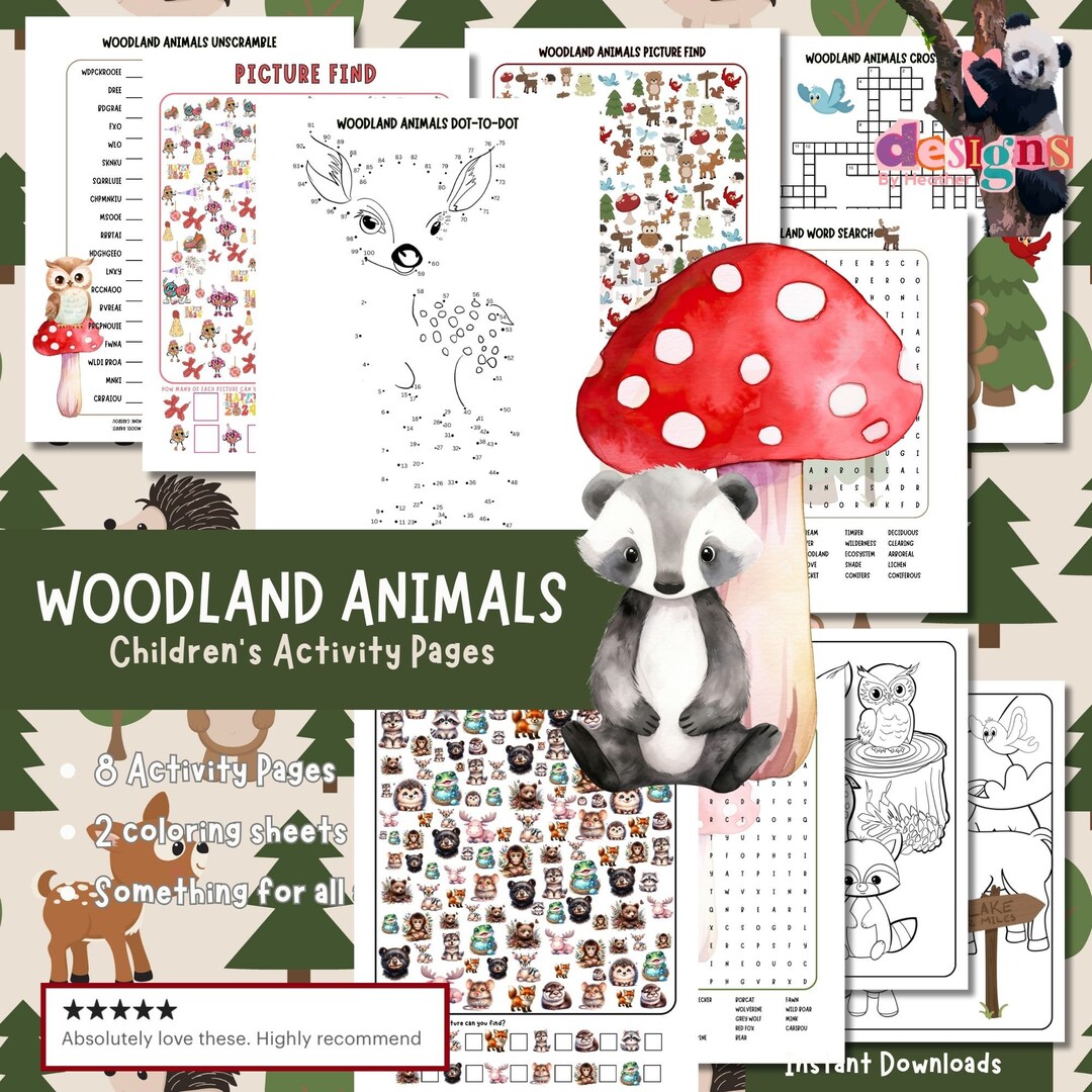 Woodland Animals Activity Pages, Printable Activity Pages, Wood Animals ...