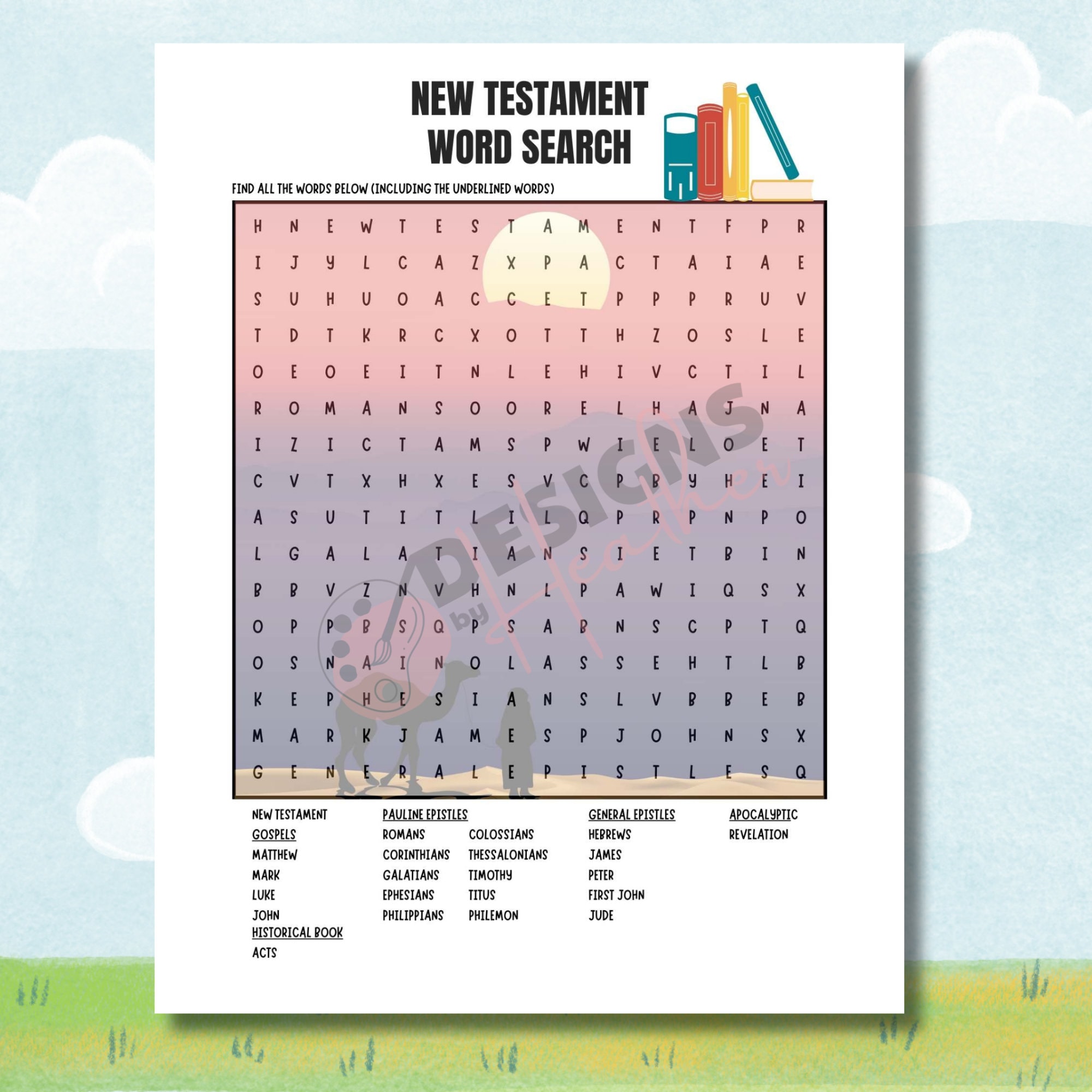 Books of the Bible Kids Activity Pages, Word Search, Crossword (digital ...
