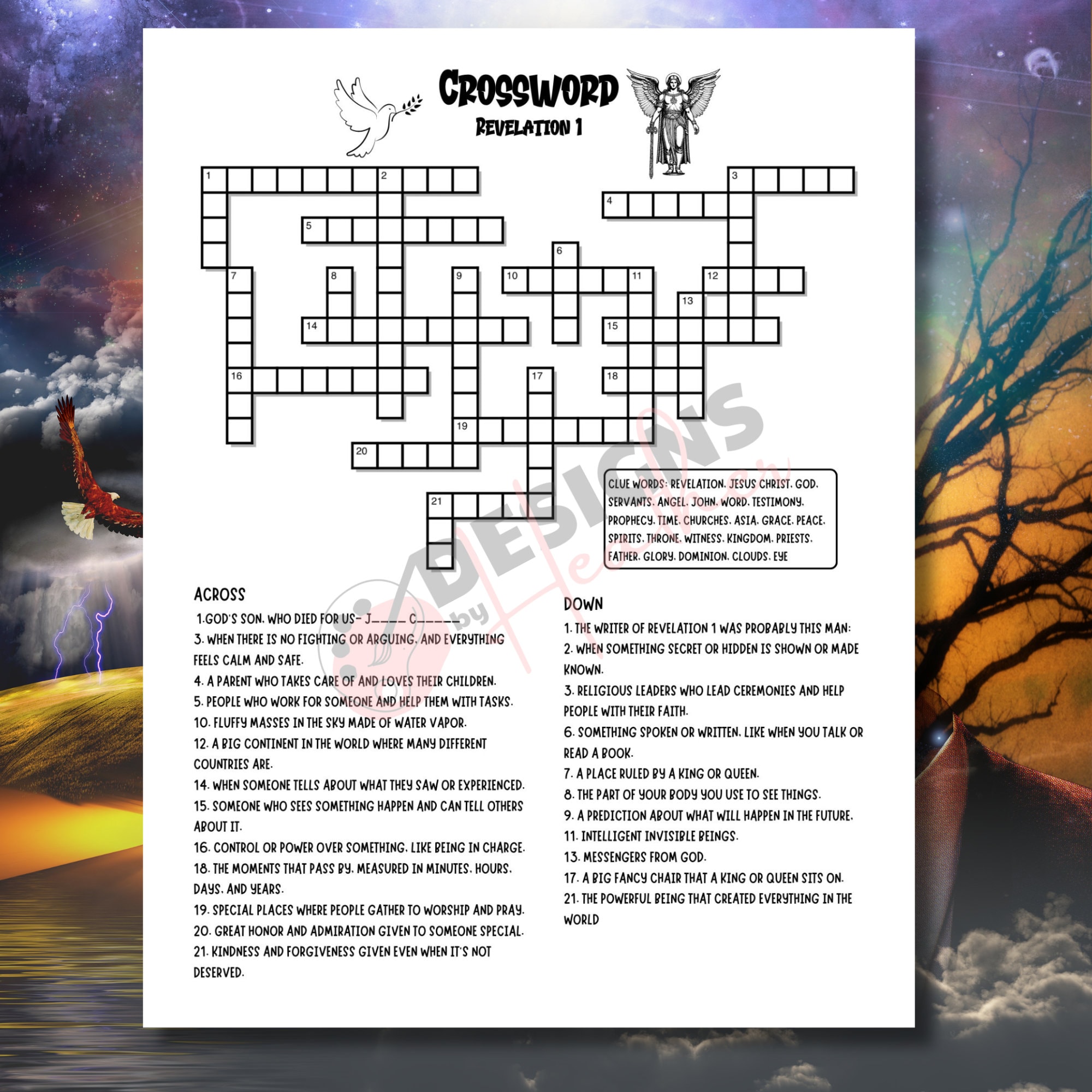 Revelation 1 Kids, Bible Printables, Children's Wordsearch, Religious ...