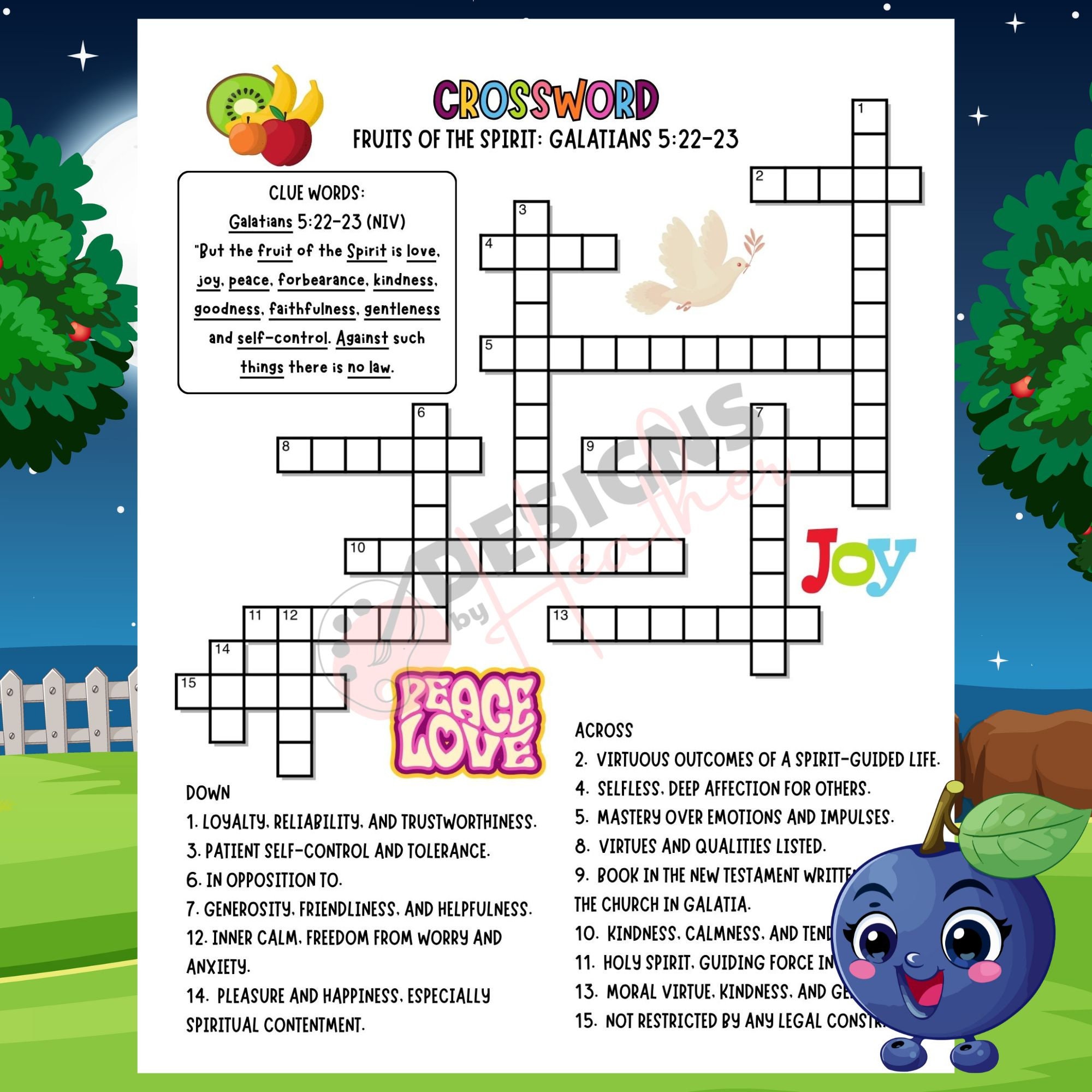 Fruit of the Spirit Childrens Printables, Galatians 5:22-23 NIV ...