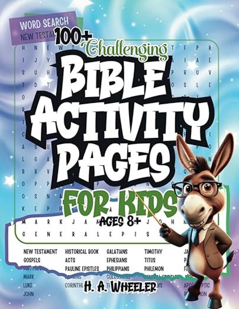 Kids Challenging Bible Activity Pages Book, Word Unscrambles, Picture ...