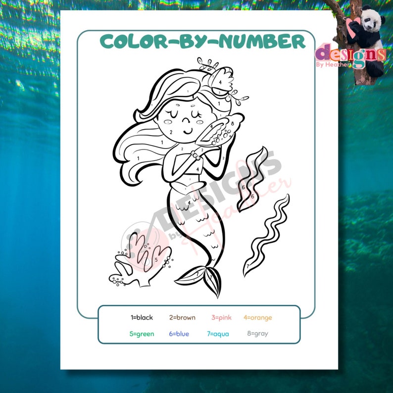 Mermaid Activity Pages, Word Search, Color by Number (digital Download ...