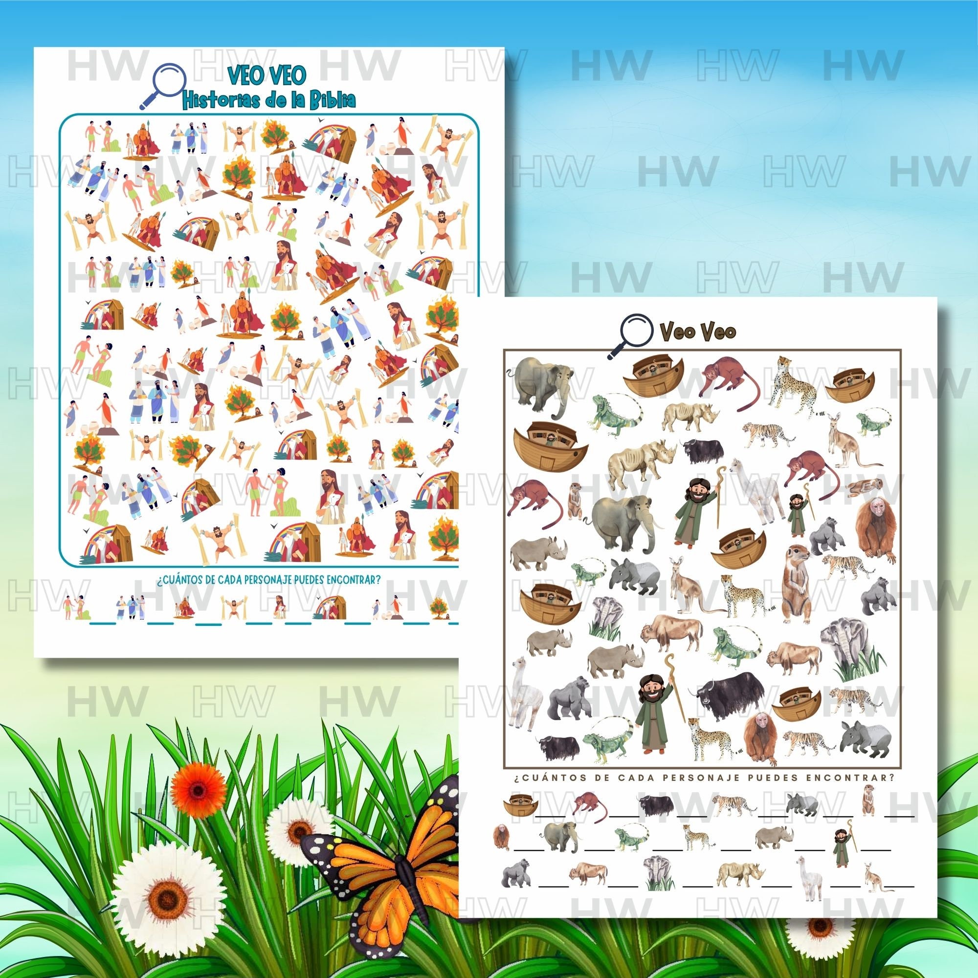 Spanish Bible Books Activity Pages, Kids Printable (digital Download ...
