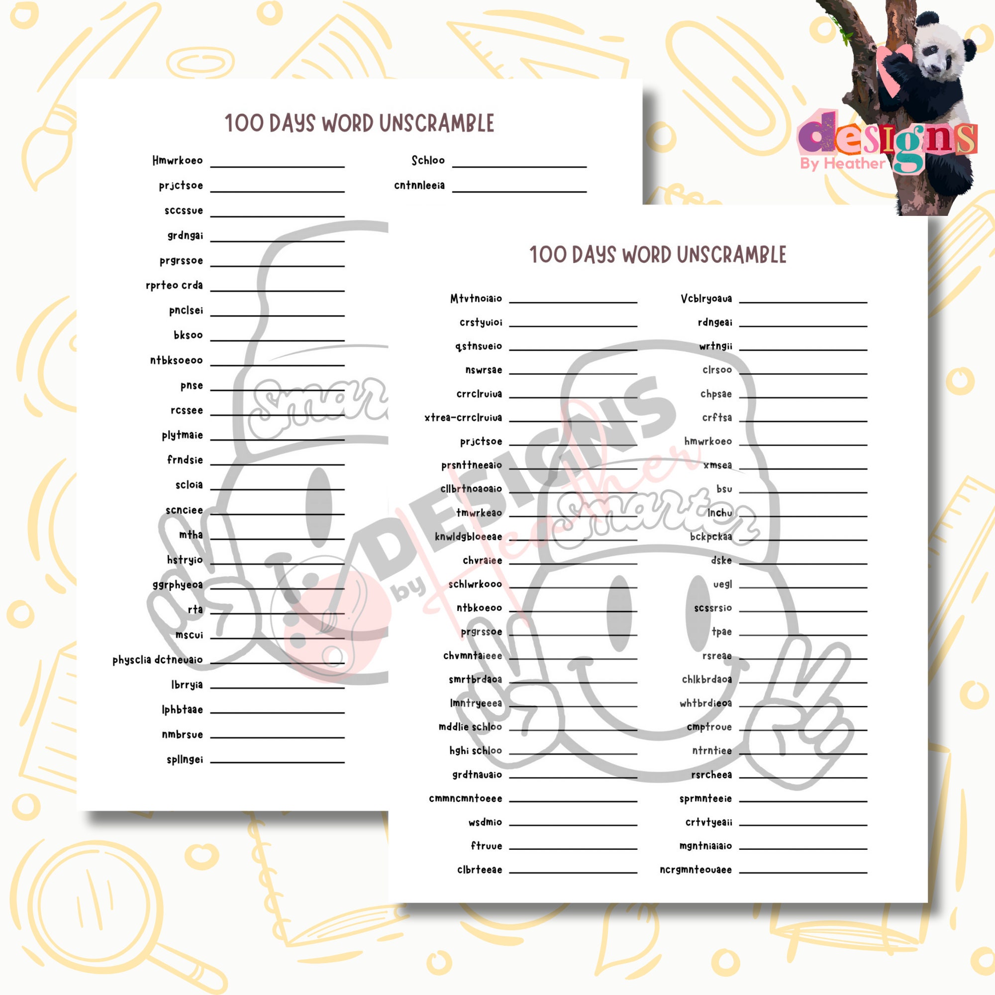 100 Days of School Activity Pages, Teacher Printables, Kids Instant ...