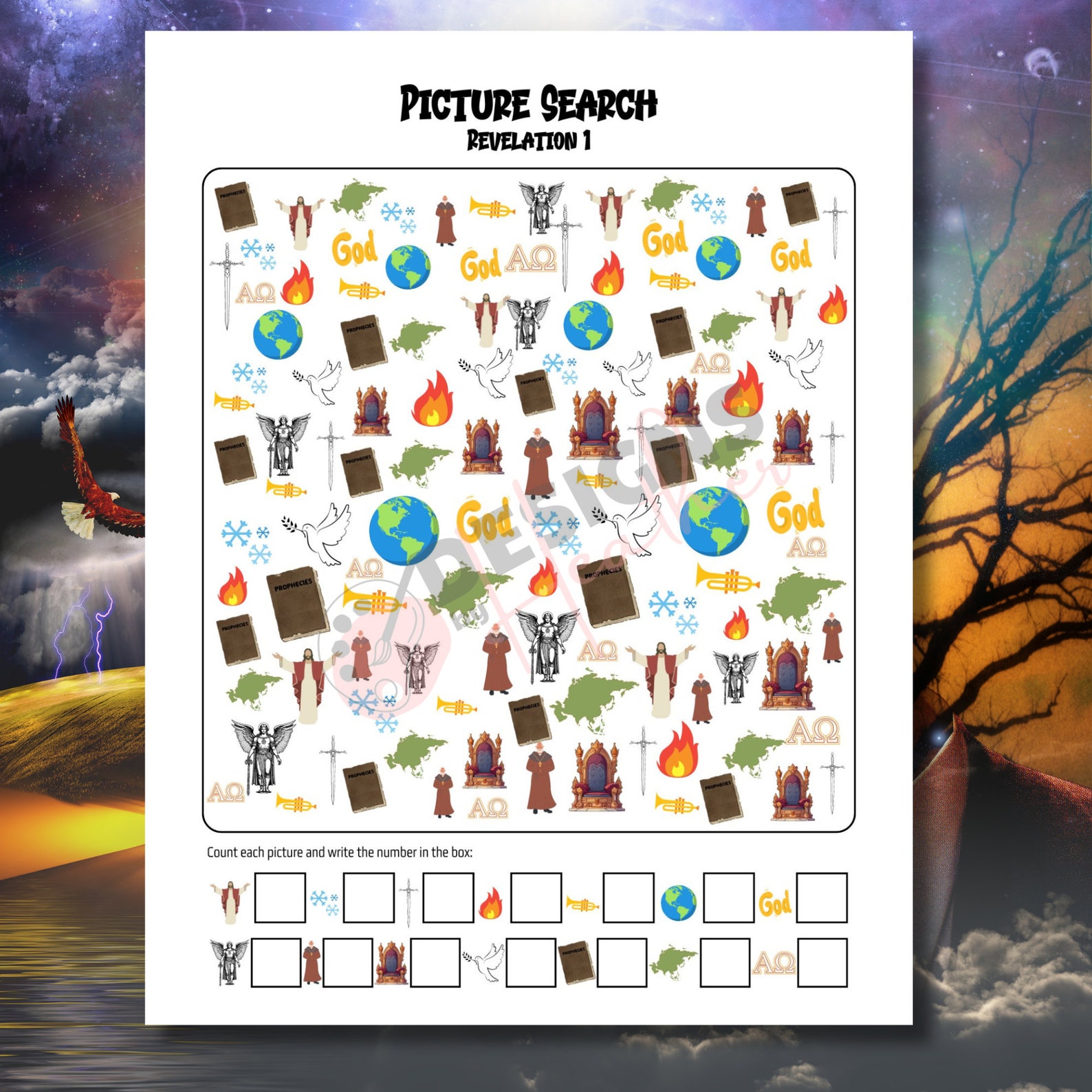 Revelation 1 Kids, Bible Printables, Children's Wordsearch, Religious ...