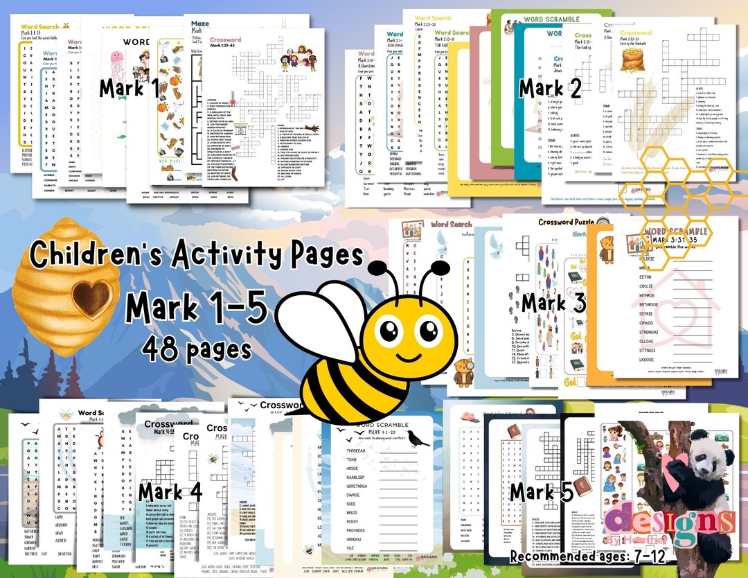 Mark 1-5 Activity Bundle, Children Activity Page Instant Printable, 48 ...