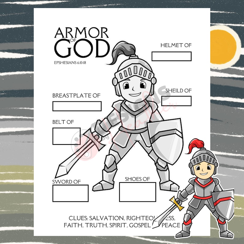 Armor of God Children’s Printables, Ephesians 6:10-18, Religious ...