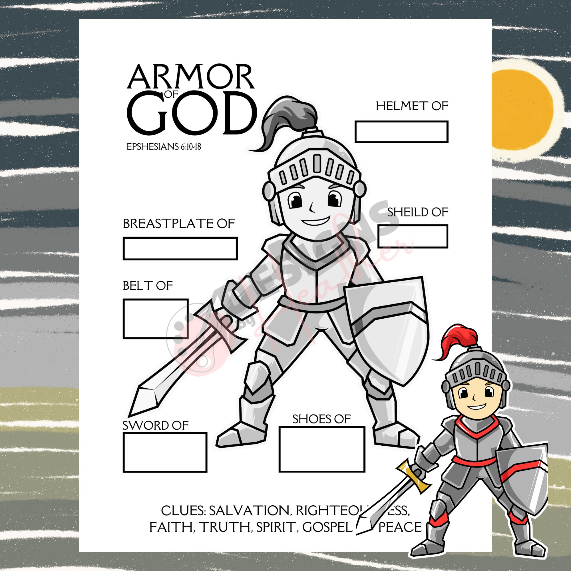 Armor of God Children’s Printables, Ephesians 6:10-18, Religious ...