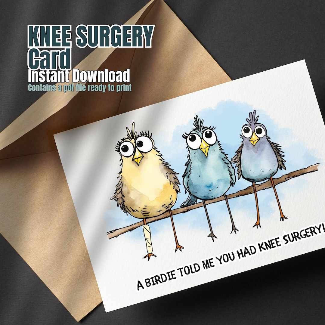 Knee Surgery Card, Instant Download, PDF Card, Envelope Template ...