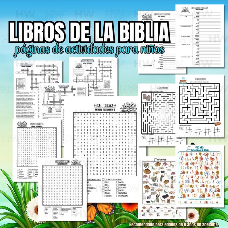 Books of the Bible in Spanish Children’s Printables, 12 Worksheets in ...