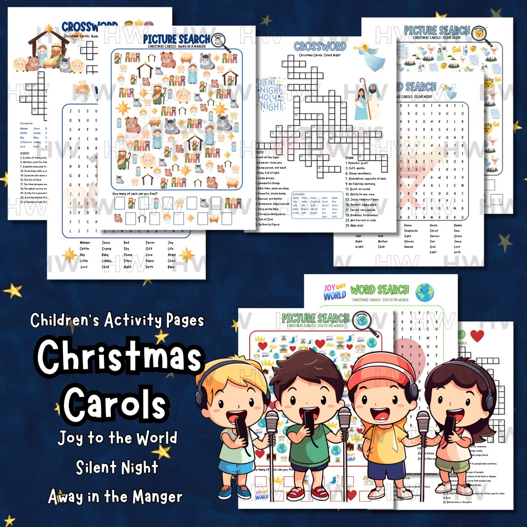 Christmas Carol Children’s Activity Pages, Joy to the World Activity ...