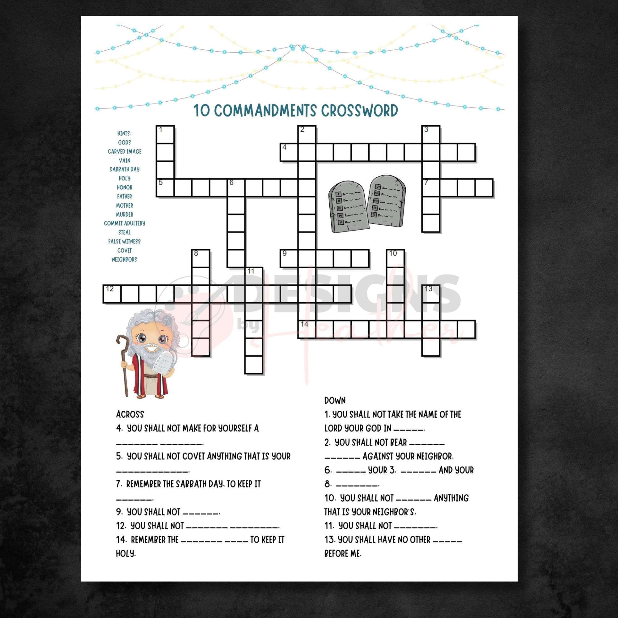 10 Commandments Children’s Printables, 6 Worksheets, Children’s Word ...
